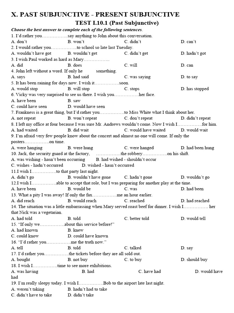 g12 - Past Subjunctive - Present Subjunctive | PDF