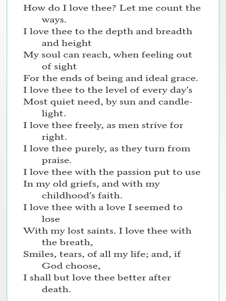 How Do I Love Thee (Sonnet 43) by Elizabeth Barrett Browning - Poems ...