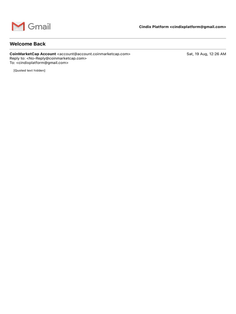 CoinMarketCap Account Welcome Email | PDF