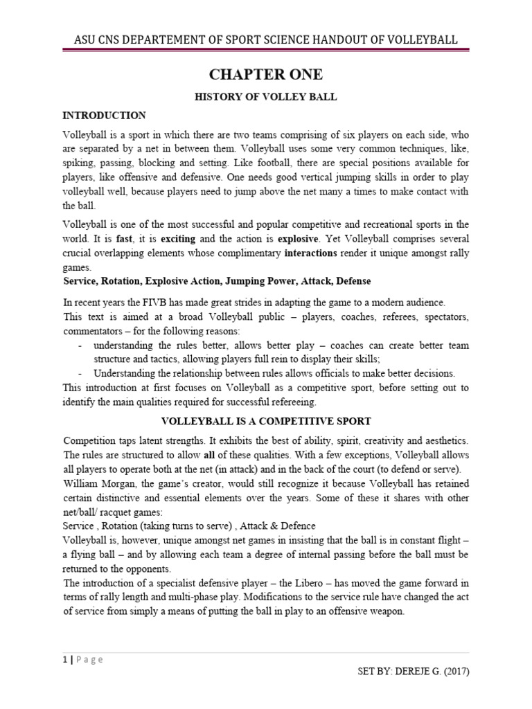 Volley Ball Handout 2010-1 | PDF | Volleyball | Sports