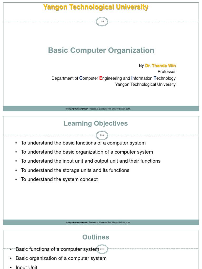 Topic 3 Basic Computer Organization | PDF | Computer Data Storage | Input/Output
