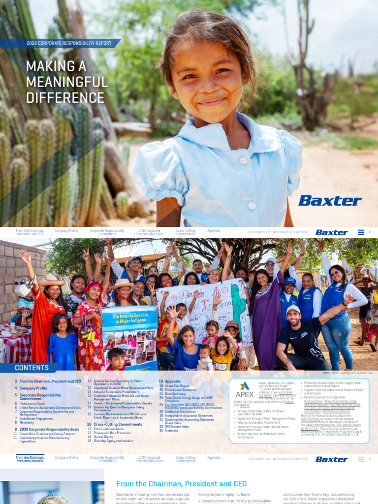 2022 Baxter Corporate Responsibility Report | PDF | Corporate Social Responsibility | Governance