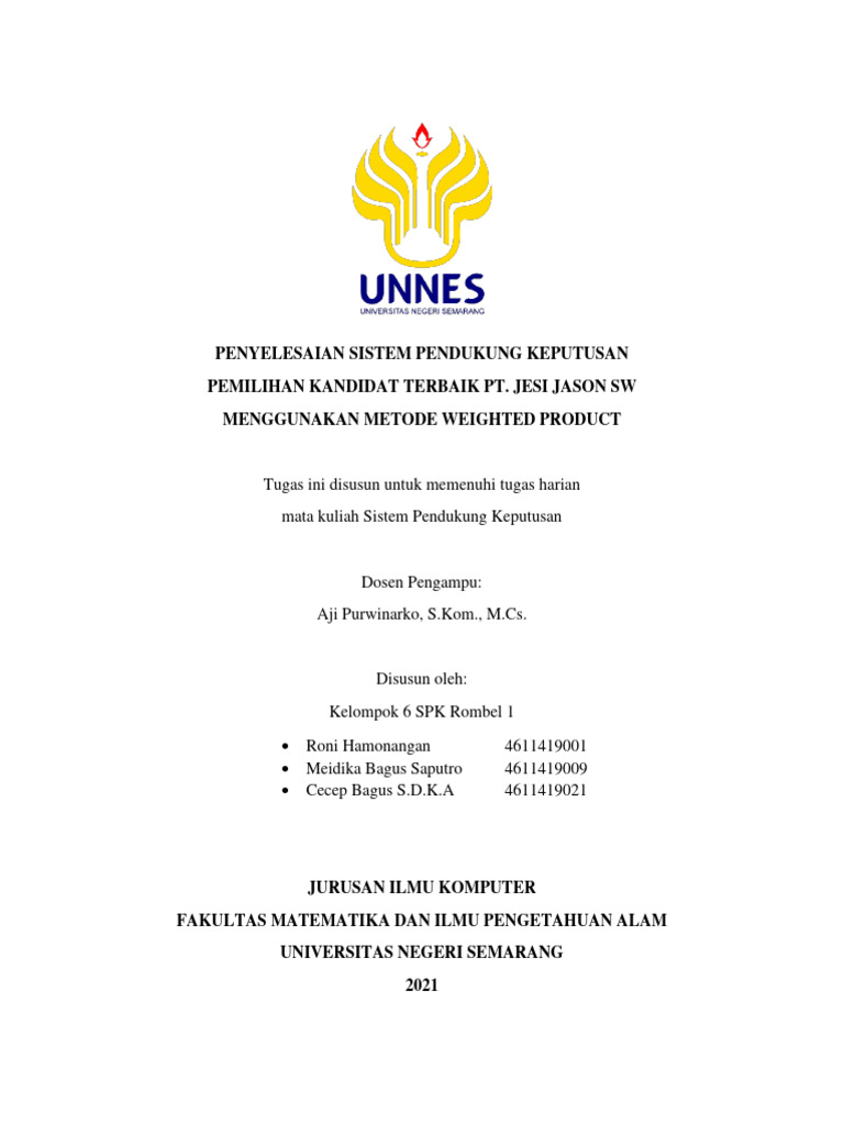 Studi Kasus SPK Dengan Metode WP | PDF