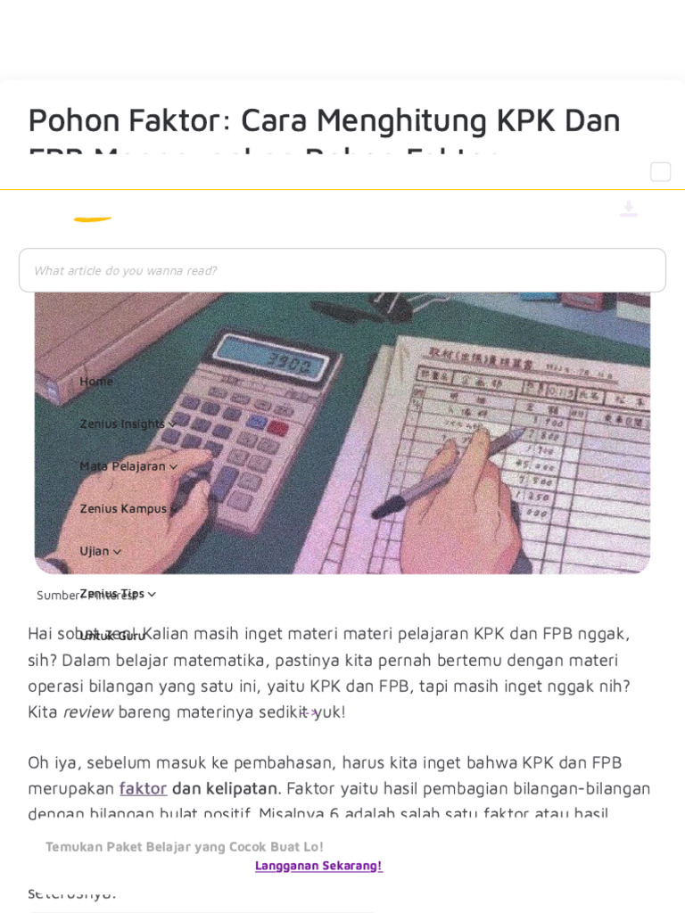 Cara Menghitung KPK Dan FPB Menggunakan Pohon Faktor | PDF