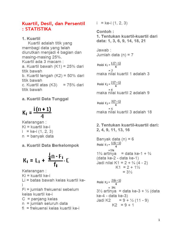 Materi Kuartil - Desil - Dan - Persentil - STATISTIKA Kls XII | PDF