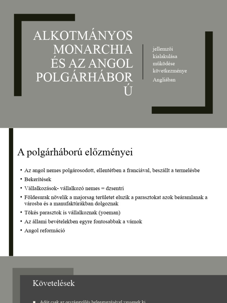 Alkotmányos Monarchia Angliában | PDF