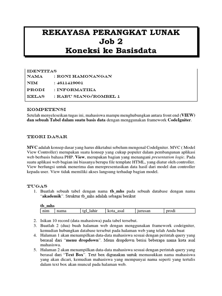 Job2 Roni Hamonangan 4611419001 | PDF