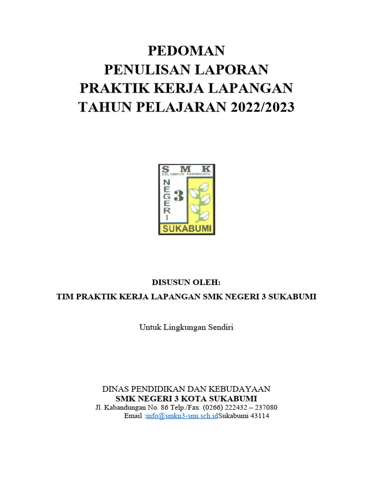 Pedoman Penulisan Kegiatan PKL Tahun 2023 | PDF