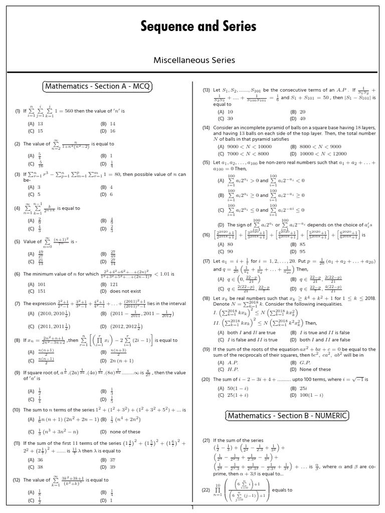 Miscellaneous Series 1694012216 | PDF | Mathematics | Mathematical Concepts