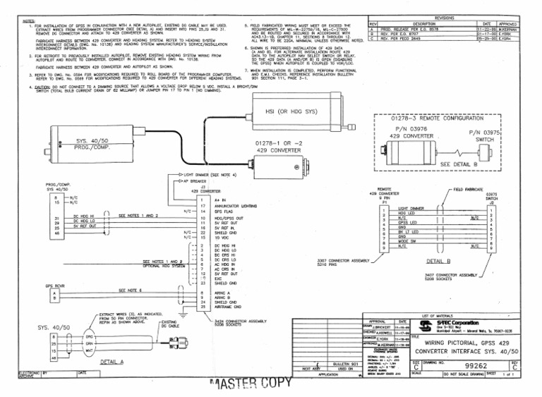S-Tec GPSS 429 Converter Interface Wiring Pictoral For System 40/50 | PDF