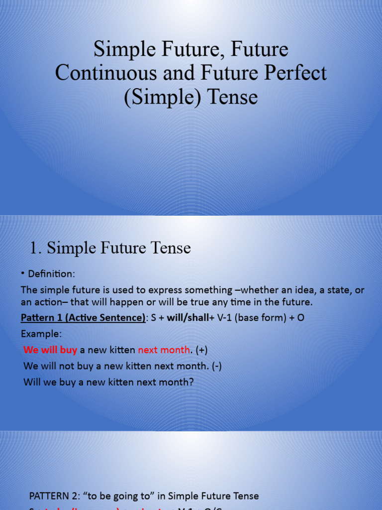M13 - Simple Future - Future Continuous and Future Perfect Tense | PDF | Languages | Foreign ...