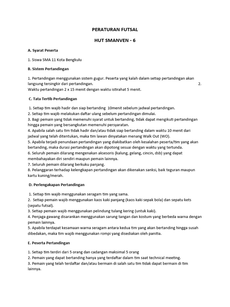 Peraturan Futsal-1-1 | PDF