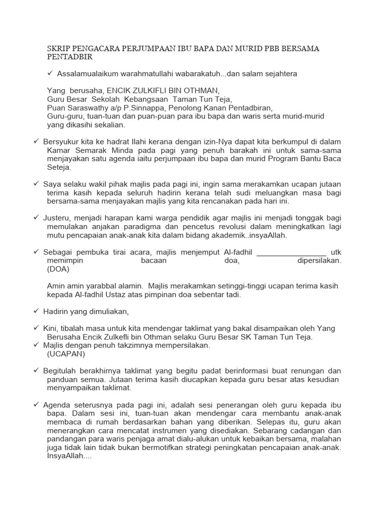 Perjumpaan Ibu Bapa dan Murid Seteja | PDF | Karier & Perkembangan