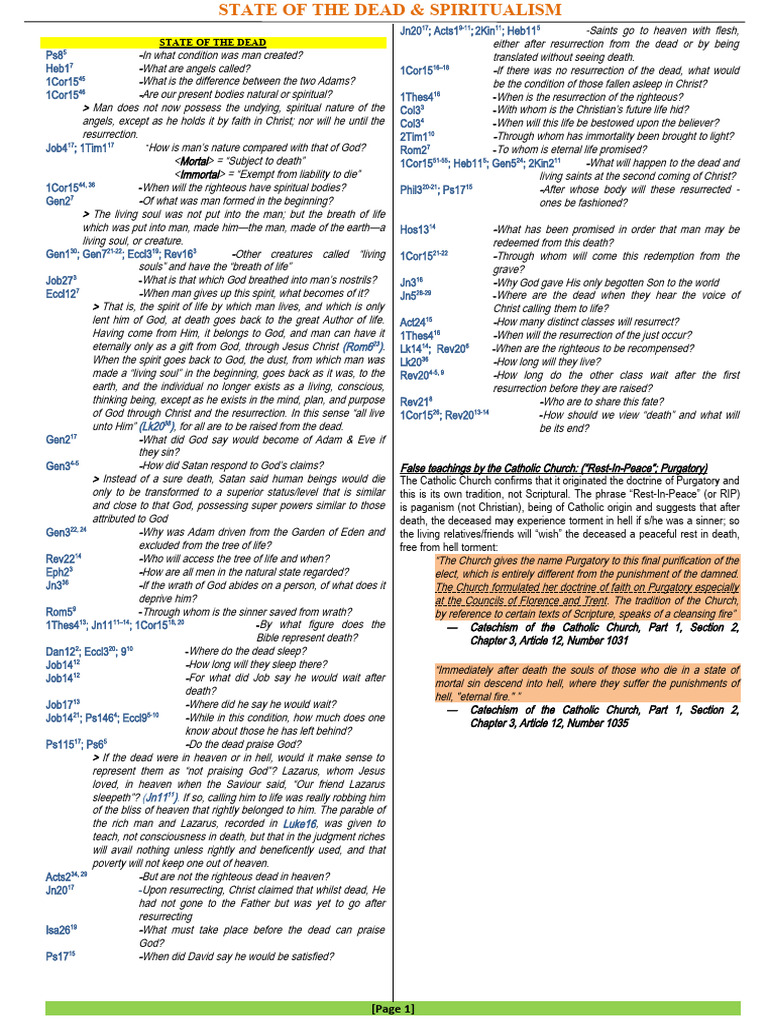 State of The Dead & Spiritualism | PDF | Purgatory | Heaven