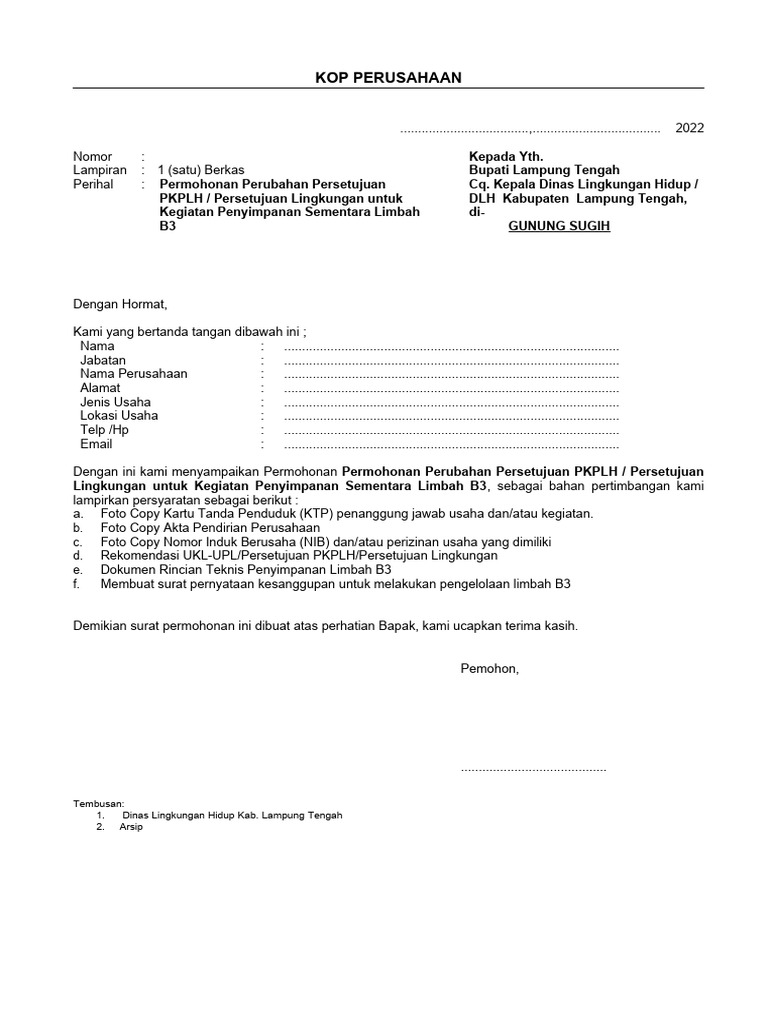Format Perubahan P-PKPLH | PDF