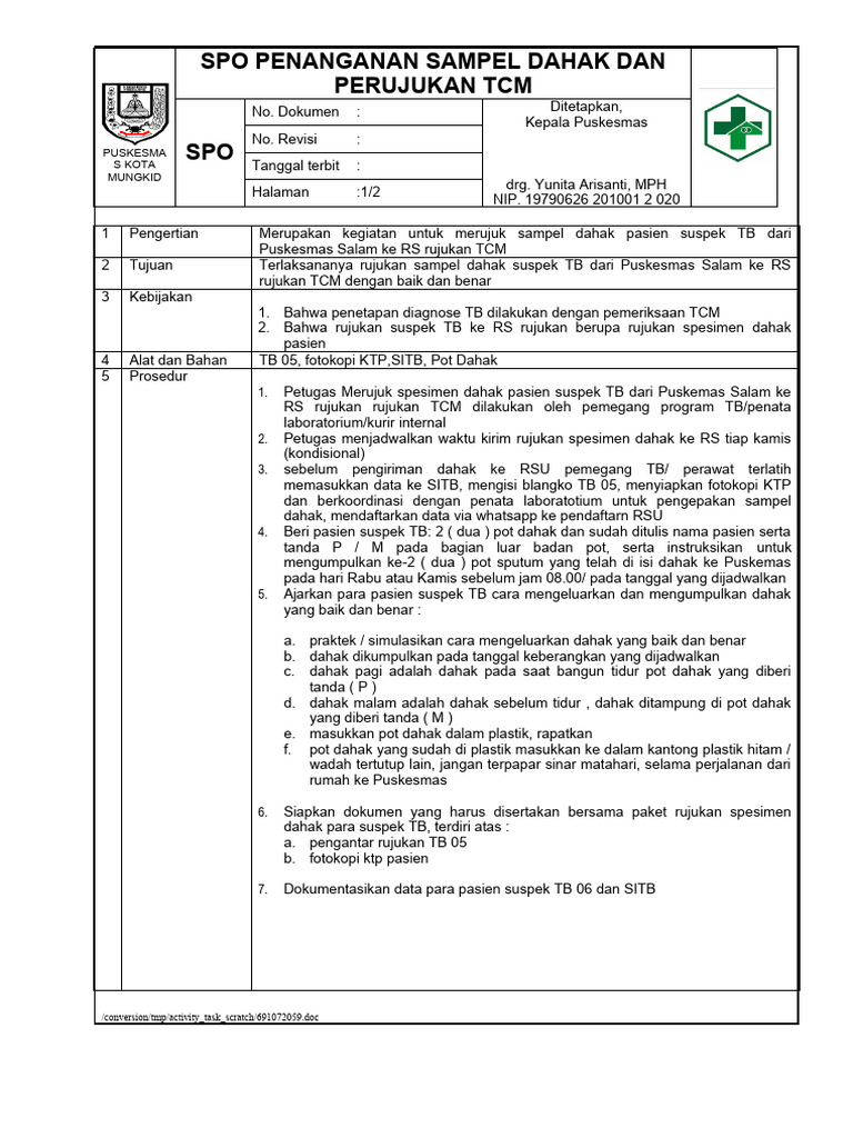Sop Merujuk TCM Ok | PDF