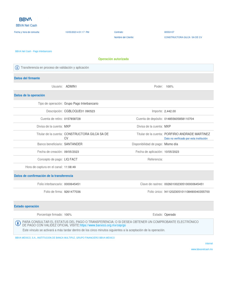 BBVA Net Cash: Datos Del Firmante | PDF | Dinero | Bancario