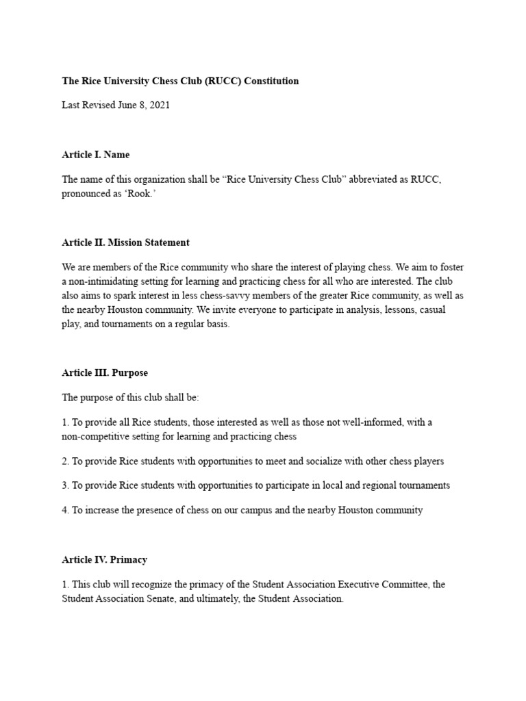 RUCC Constitution 2021-2022 | PDF | Presidents Of The United States ...