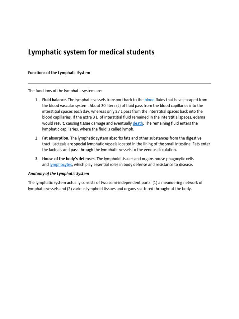 Lymphatic System Functions and Anatomy | PDF | Lymph | Lymphatic System