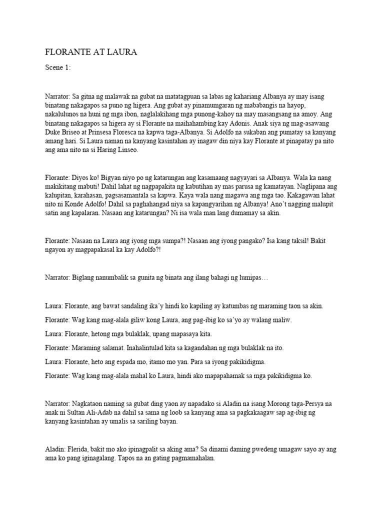 Florante at Laura Script | PDF