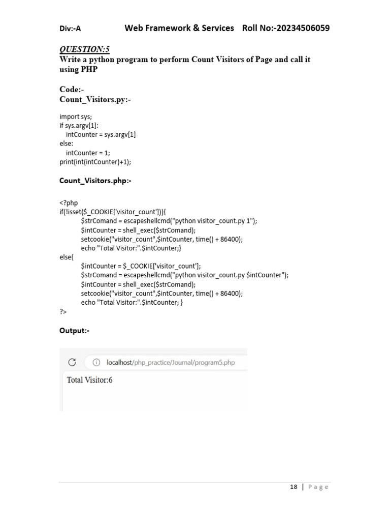 Web Framework & Services Roll No:-20234506059 | PDF | Php | Computer Science