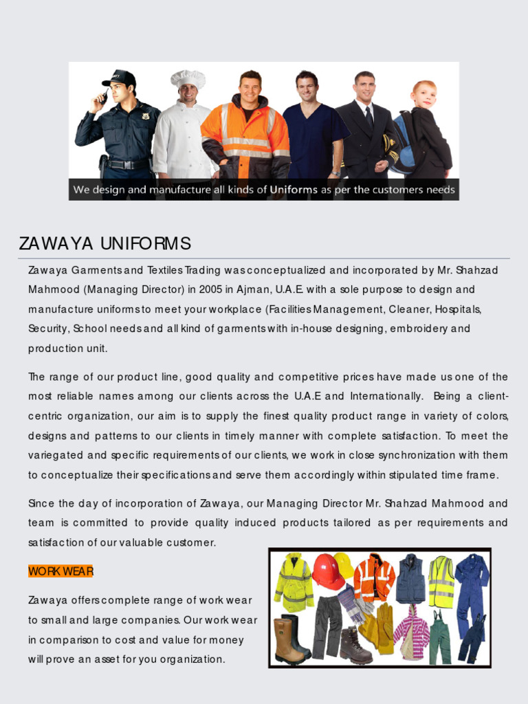 Zawaya Uniform Profile | PDF