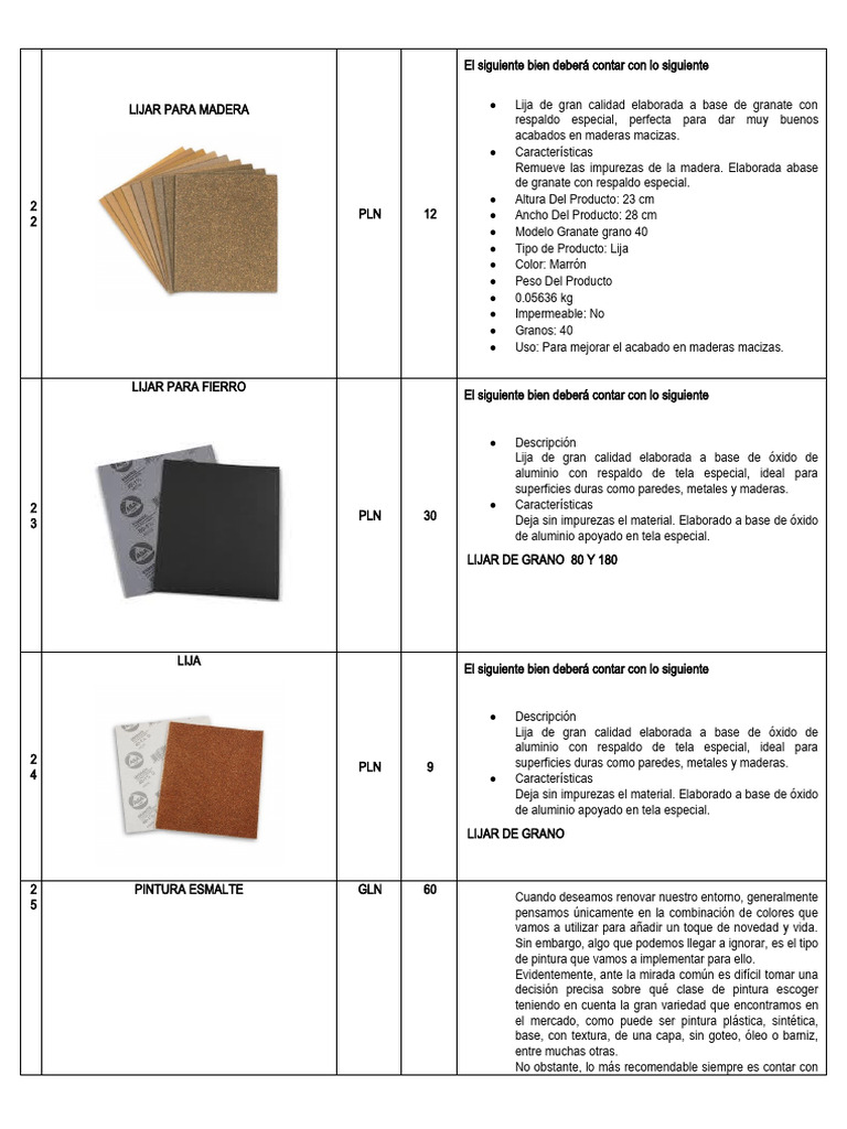 Especificaciones Lijar | PDF | Pinturas | Aluminio
