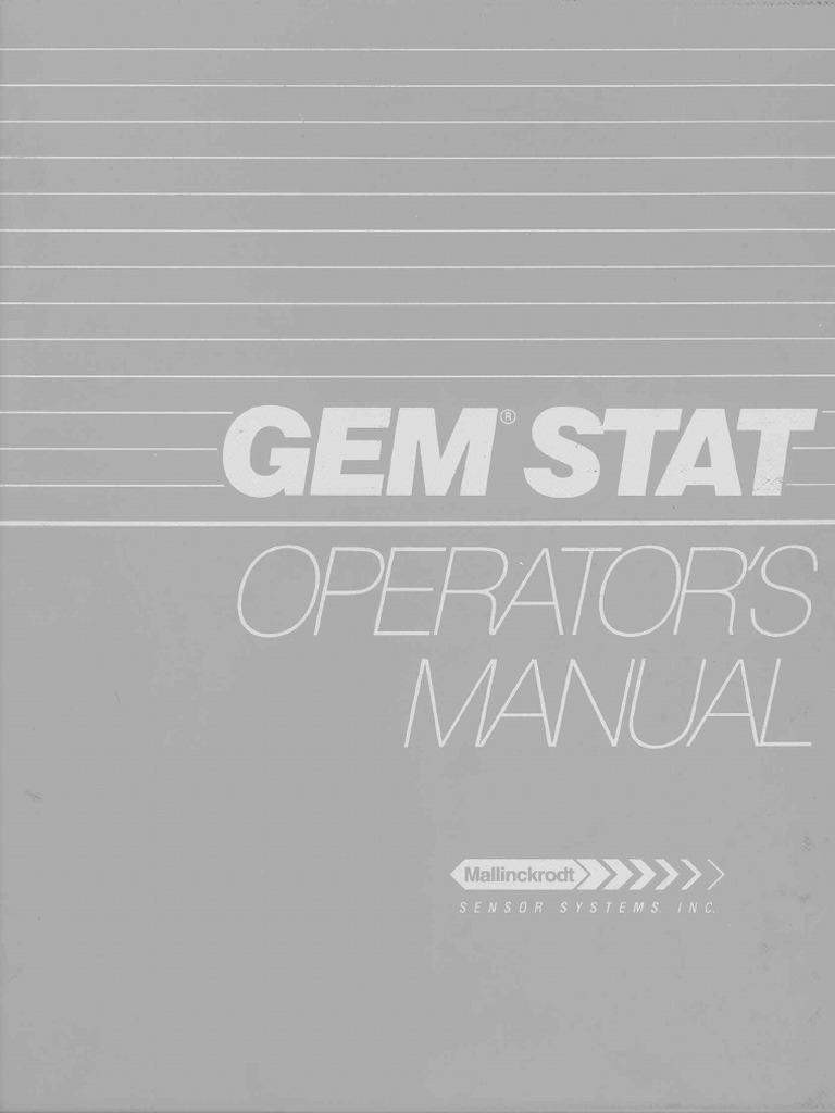 Gem - Stat Blood Analyzer Operator's Manual | PDF | Calibration | Ph