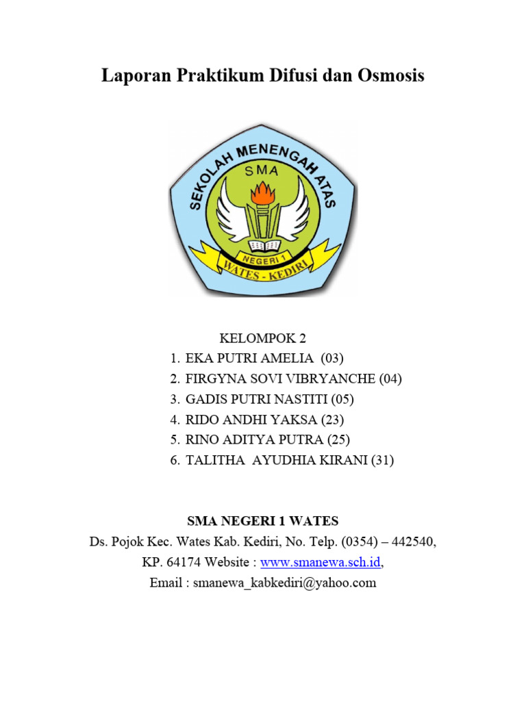 Laporan Praktikum Difusi Dan Osmosis KEL 2 XI-10 | PDF