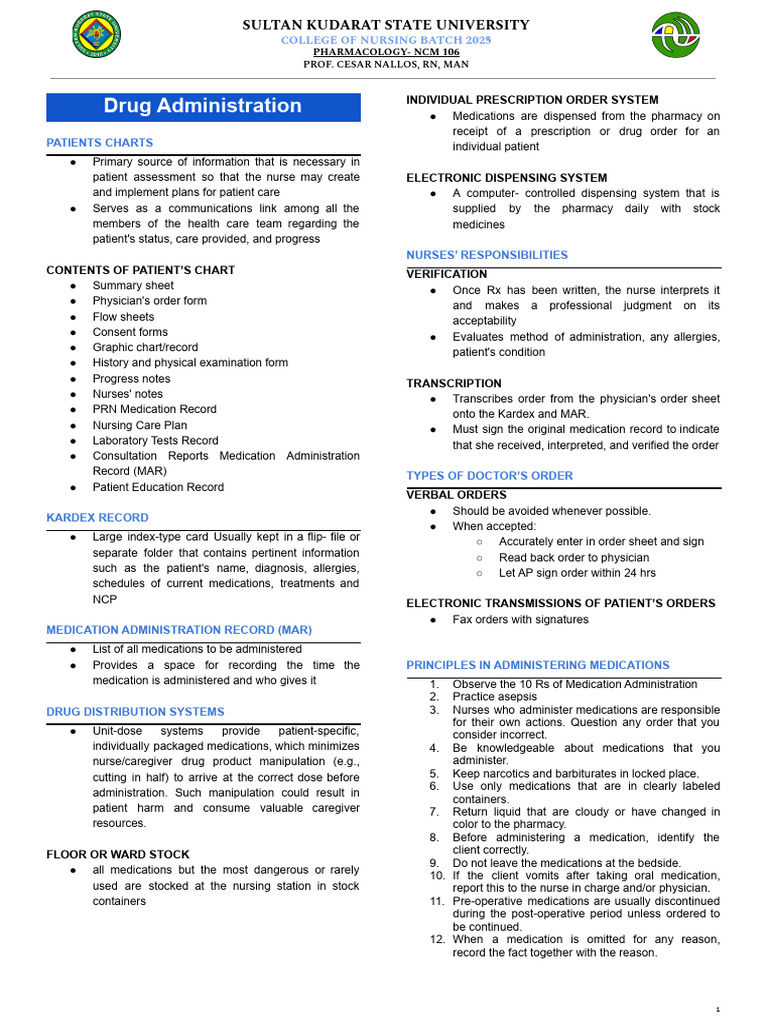 Drug Administration | PDF | Intravenous Therapy | Injection (Medicine)