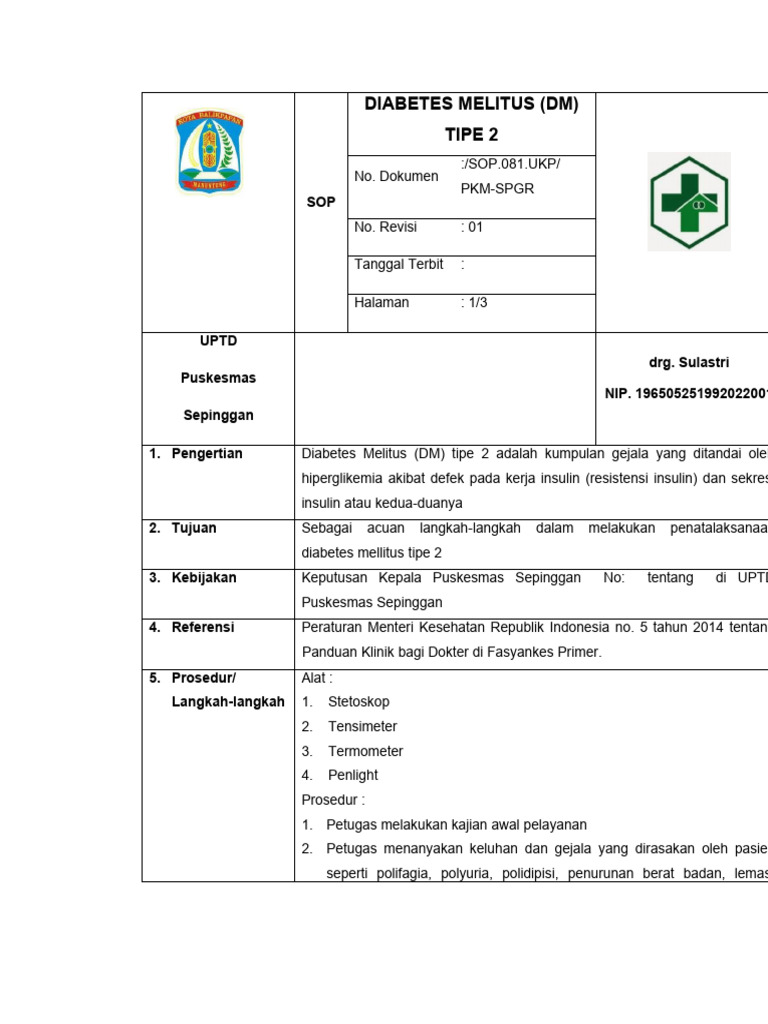 Sop DM Tipe 2 | PDF