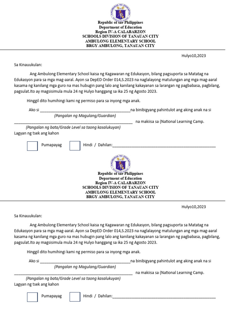 Summer Camp Permit | PDF