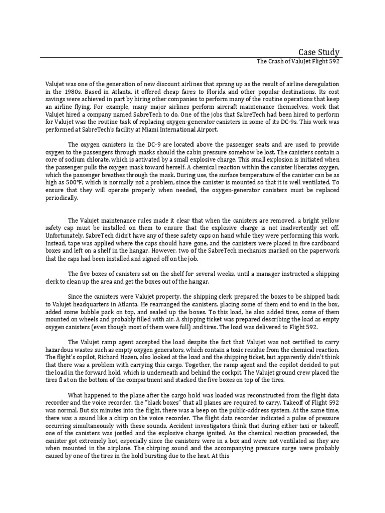 ValuJet Flight 592 Crash Analysis | PDF | Transport | Aircraft