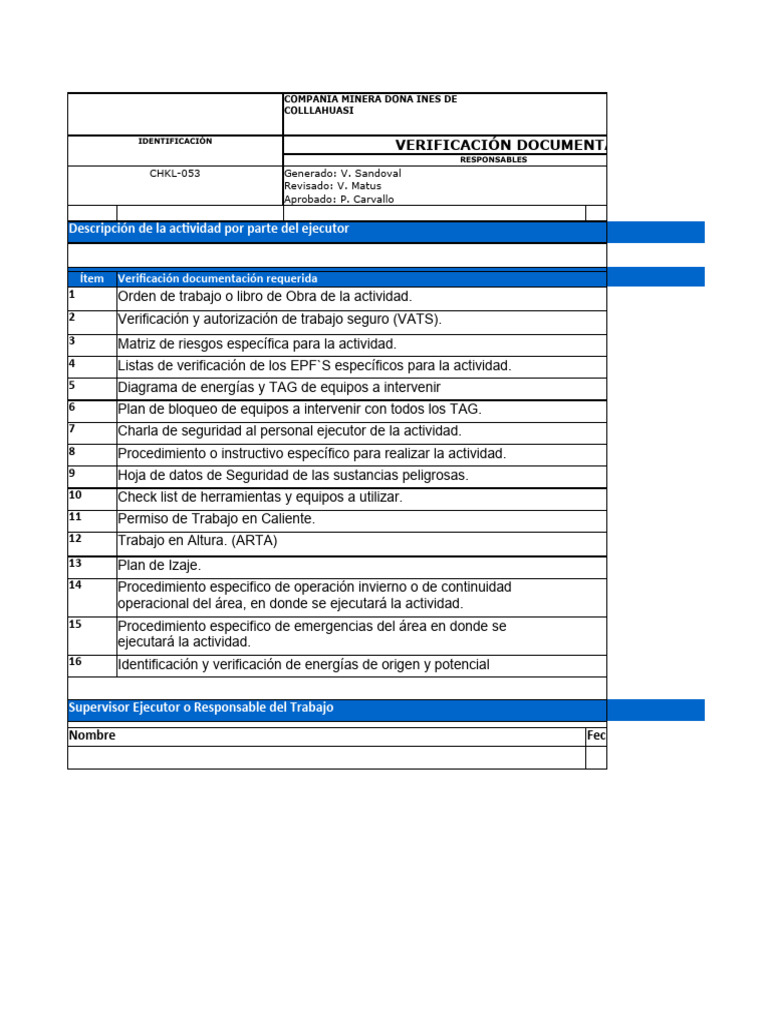 0.-CHECK LIST-053 Verificación Documental 16 Puntos R2 | PDF
