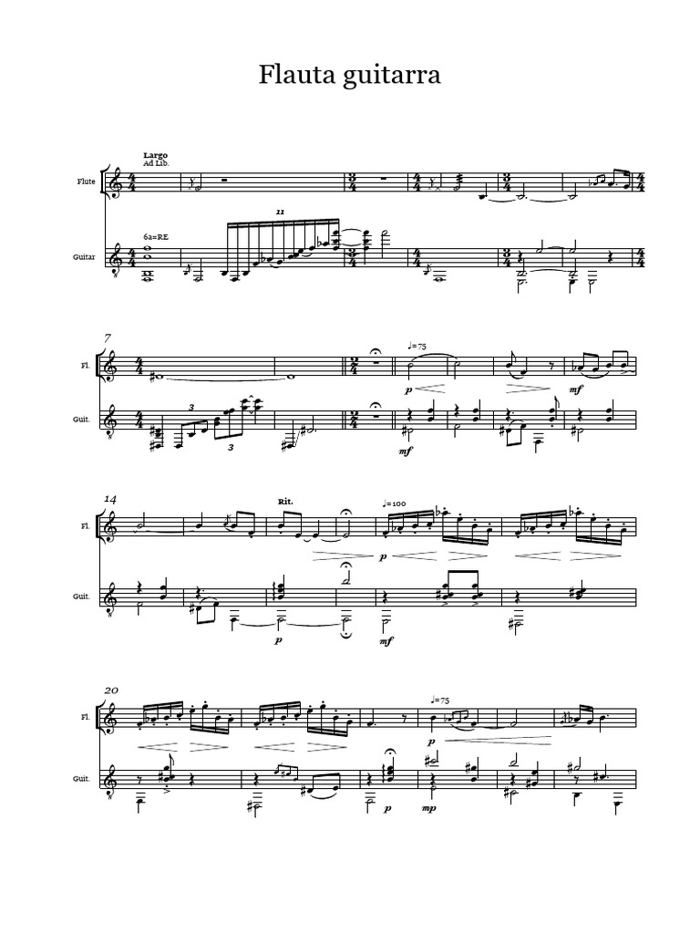 Partitura Flauta y Guitarra | PDF | Formas musicales | Elementos de la música