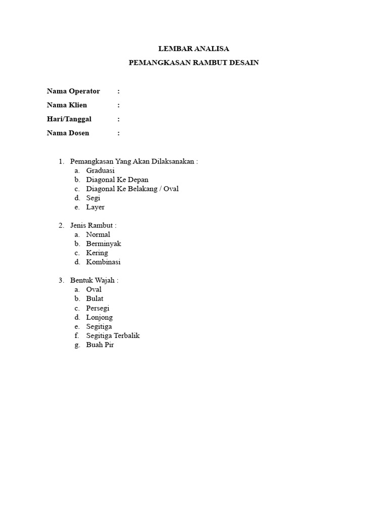 Lembar Analisa Pangkas - New ! | PDF