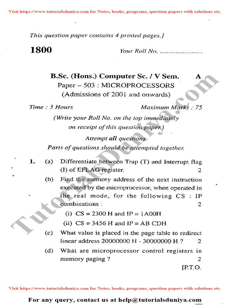 Microprocessor Question Paper 2010 | PDF | Computer Programming | Software Development