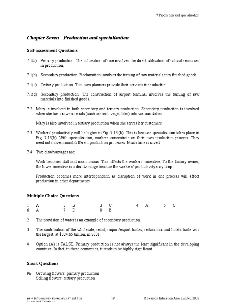 Chapter 07 Production and Specialization | PDF | Division Of Labour ...