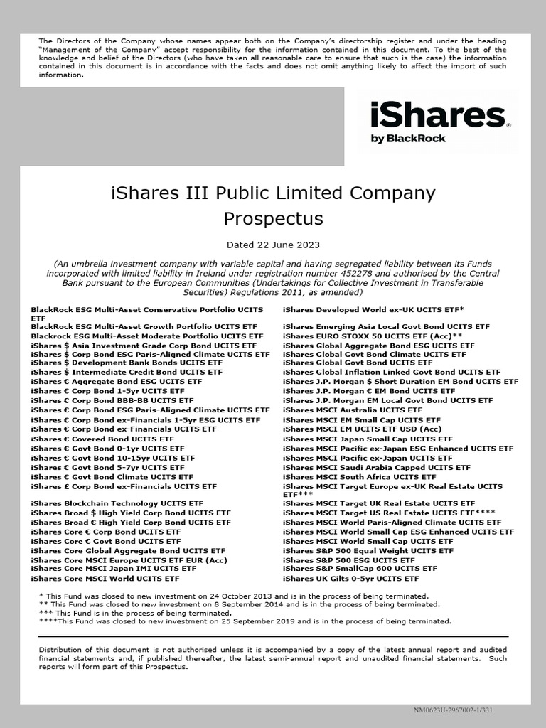 Ishares III PLC Prospectus en | PDF | Investment Fund | Exchange Traded Fund