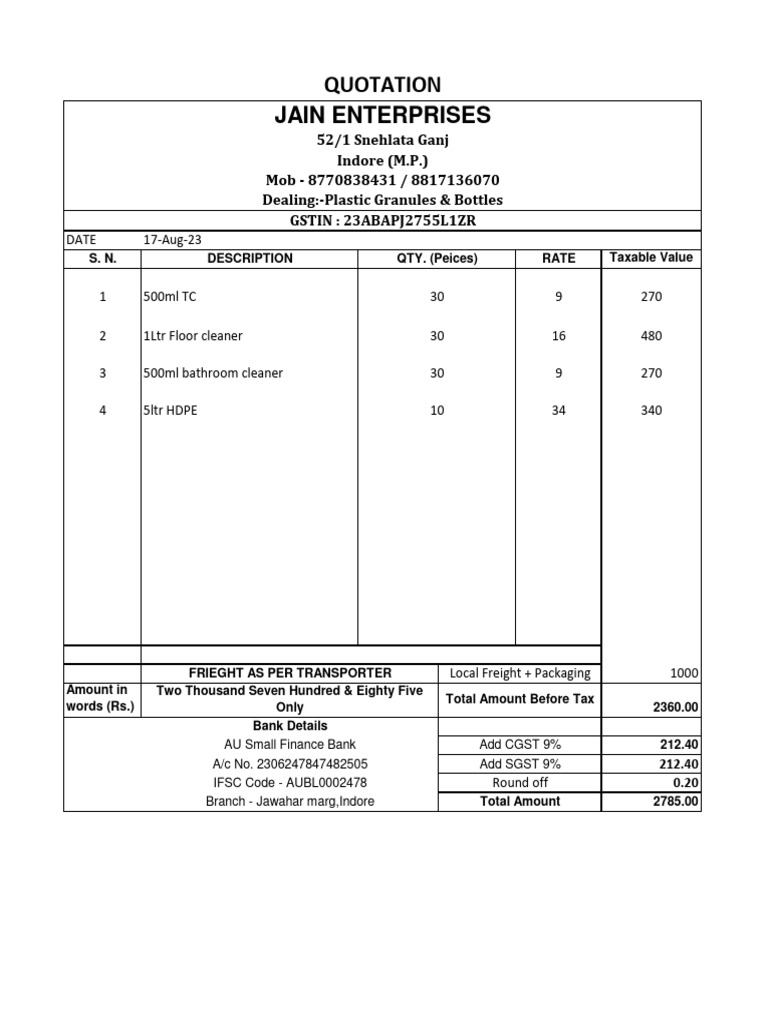 QUOTATION Bottle | PDF