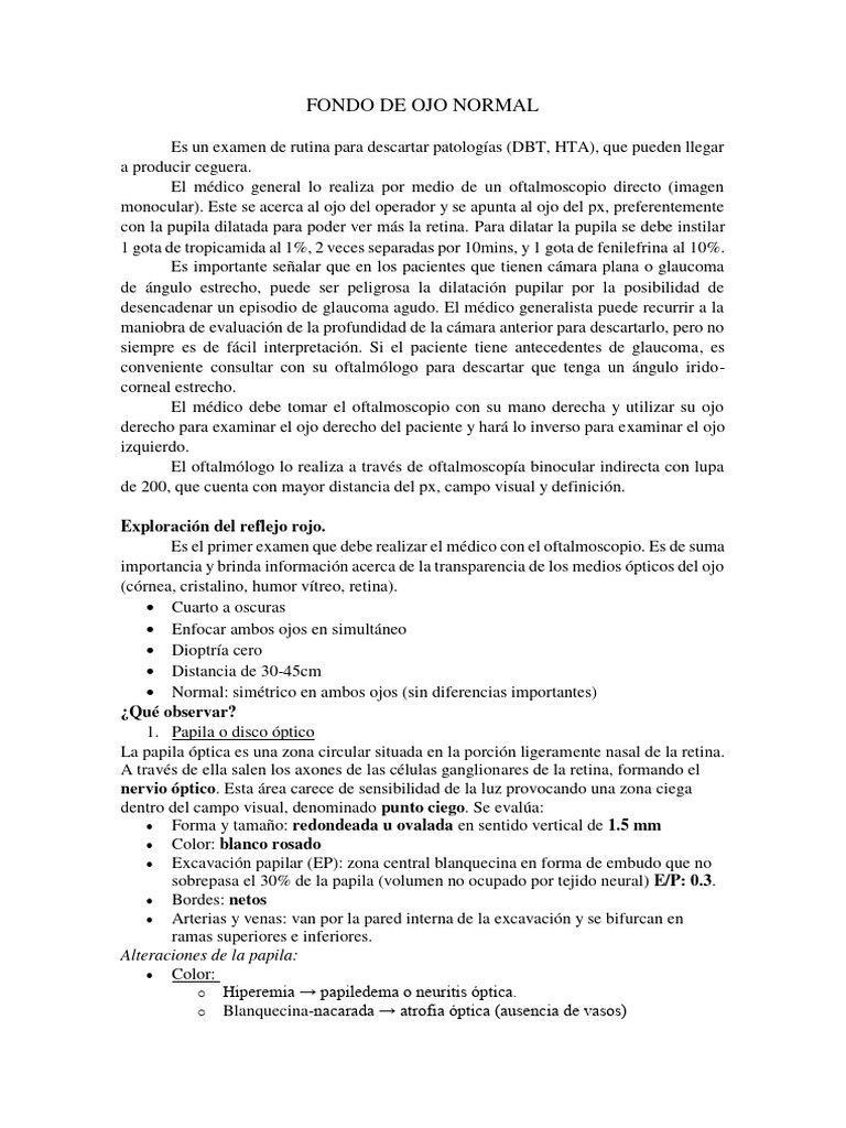 Fondo de Ojo Normal | PDF | Ojo humano | Visión