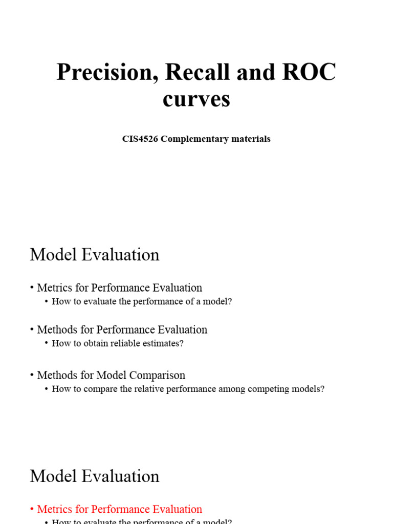 Precision, Recall and ROC Curves | PDF | Receiver Operating ...