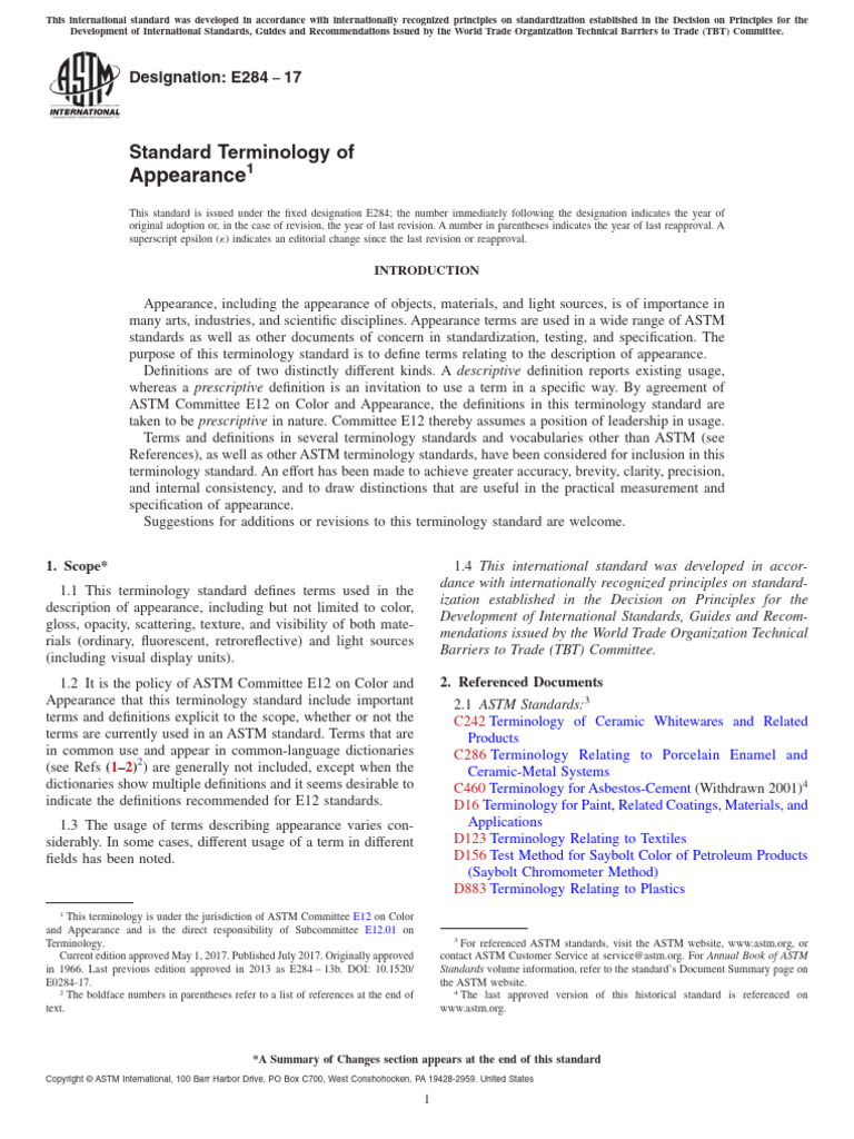Appearance: Standard Terminology of | PDF | Color | Absorbance