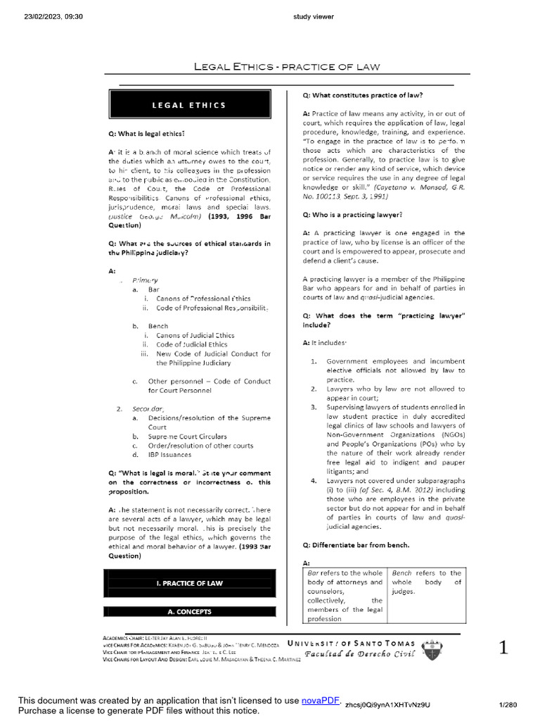 Ethics Reviewer UST Golden Notes | PDF | Text | Intellectual Property Law