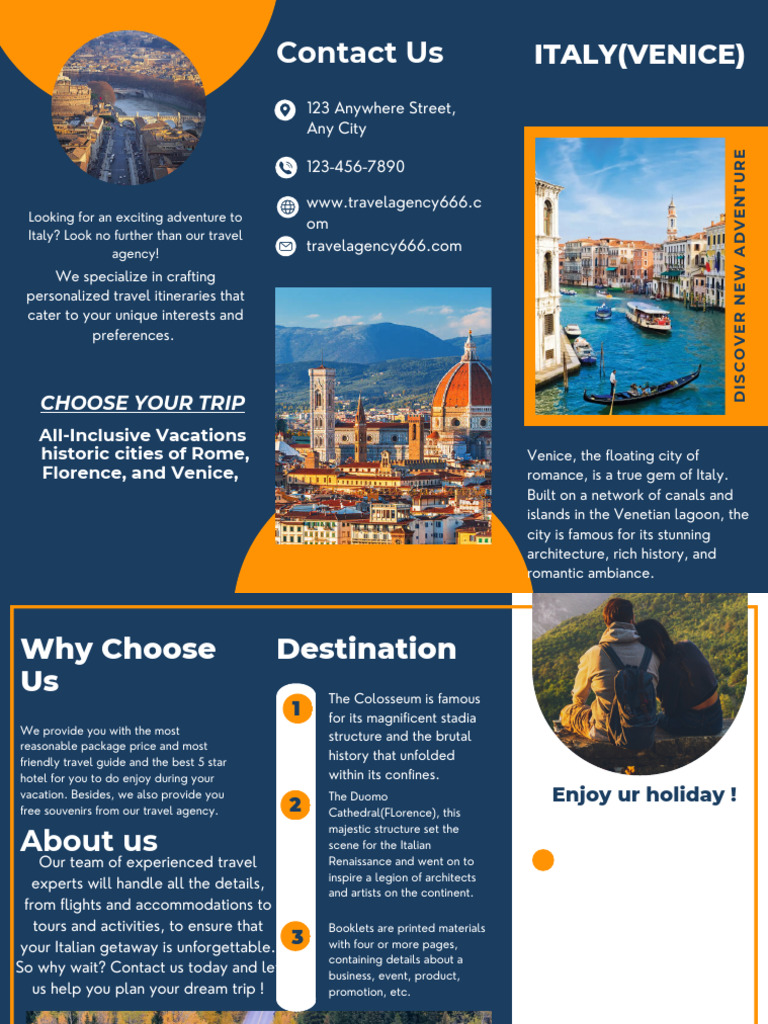 Professional Travel Agency Trifold Brochure | PDF | Venice