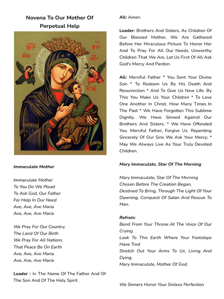 NOVENA Our Mother of Perpetual Help | Download Free PDF | Mary, Mother Of Jesus | Jesus