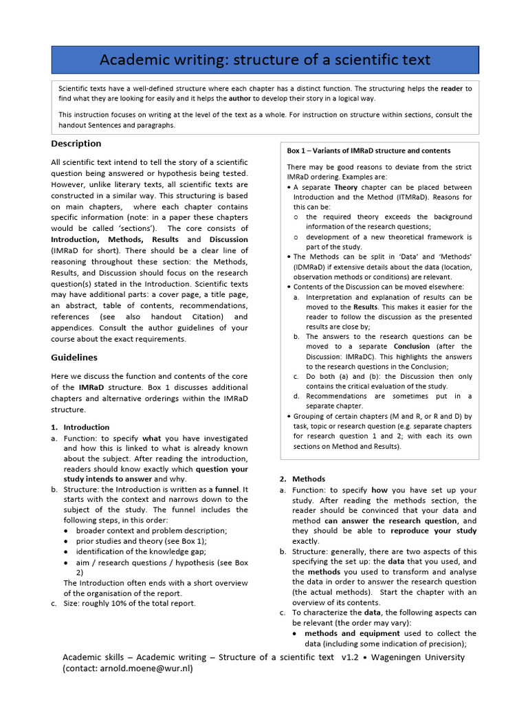 W.2 W.3 Academic Writing - Structure of A Scientific Text | PDF ...