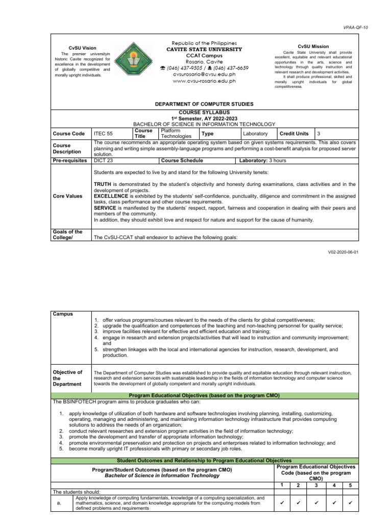 ITEC 55 - Platform Technologies | PDF | Computing | Information