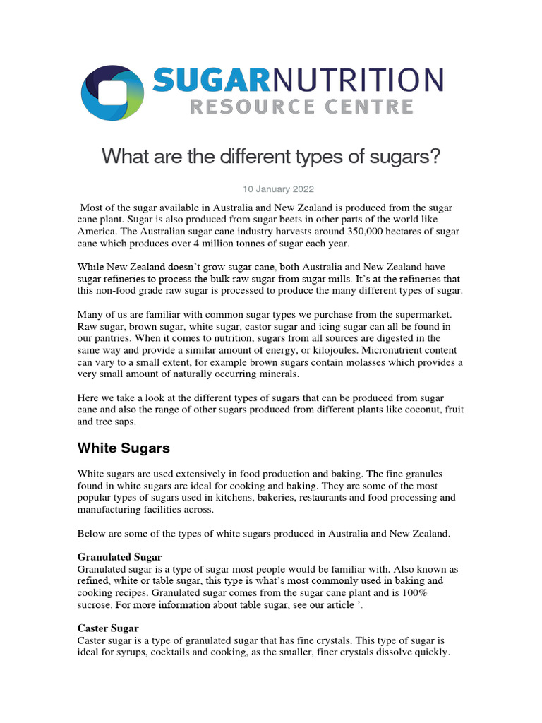 What Are The Different Types of Sugars | PDF | Brown Sugar | Sucrose