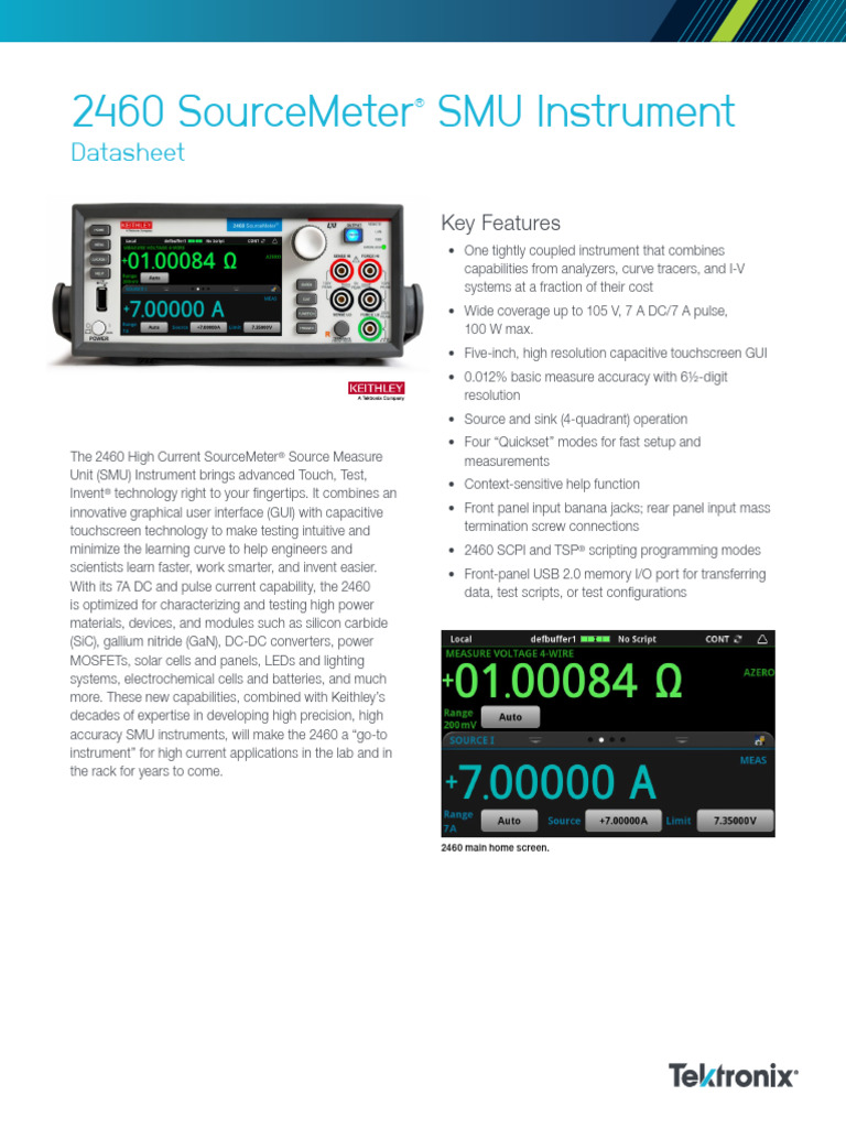 Keithley 2460 High Current SourceMeter SMU Datasheet | PDF | Usb ...